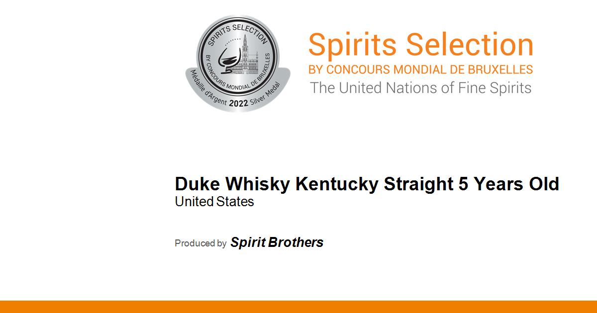Duke Whisky Kentucky Straight 5 Years Old • Spirits Selection